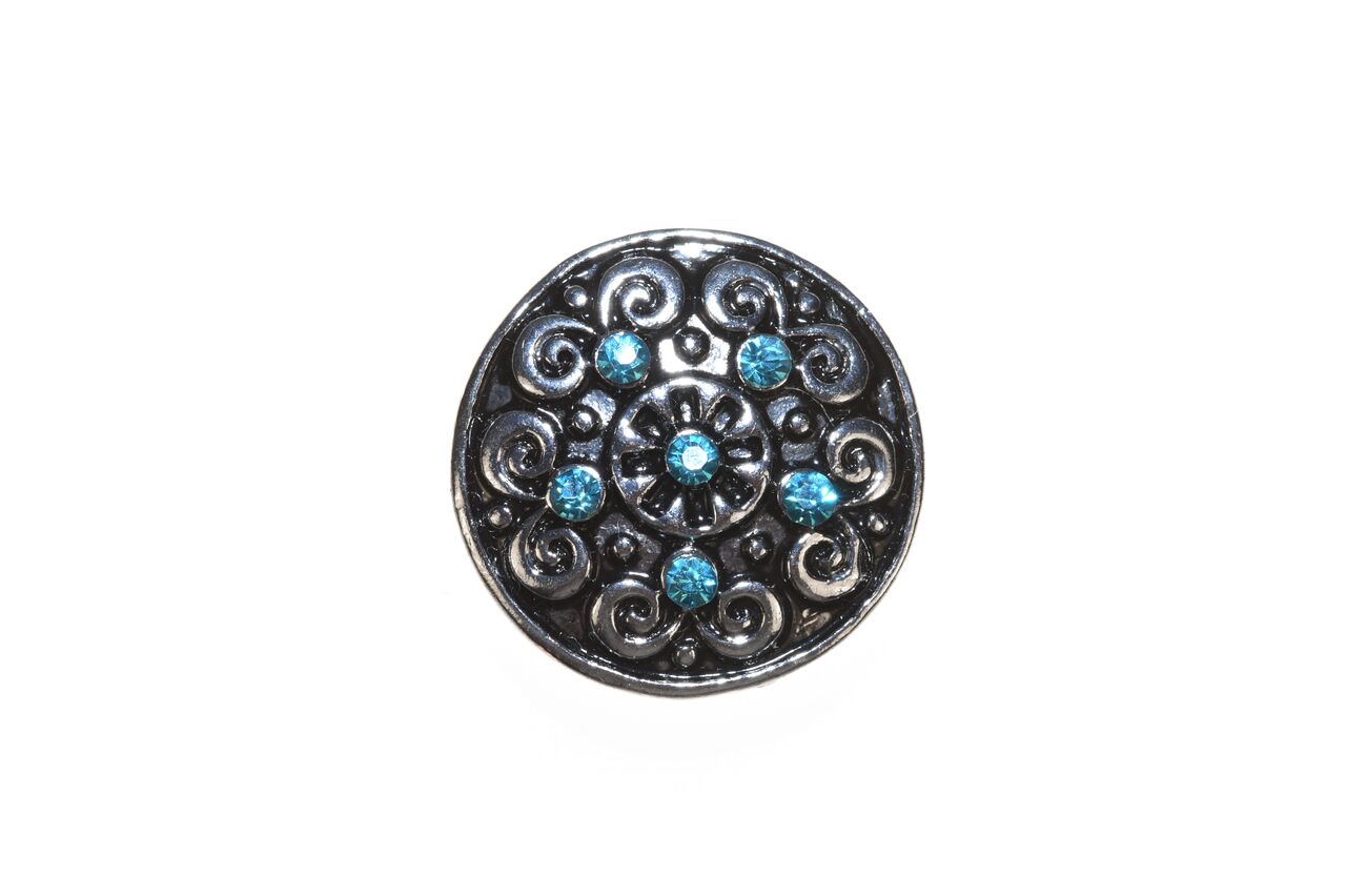 Snap Jewel- Toledo Blue Crystal Scroll - Trace Wear